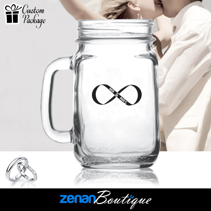 Wedding Boutique Packages - Infinity Symbol on Mason Jar - Zenan Glass